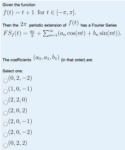 Solved Given the function Then the 2 phi periodic extension | Chegg.com
