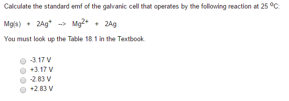 Solved Calculate The Standard Emf Of The Galvanic Cell That