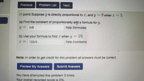Solved Suppose y is directly proportional to x, and y = 8 | Chegg.com
