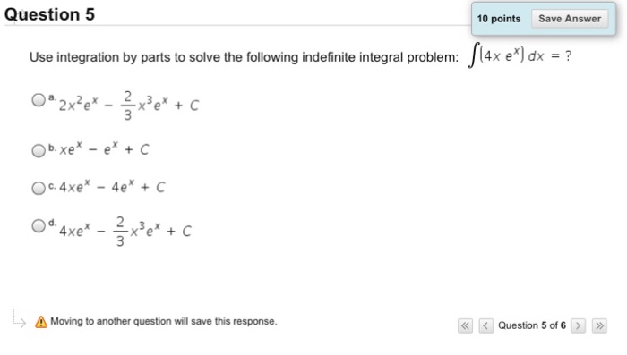 Solved Use integration by parts to solve the following | Chegg.com