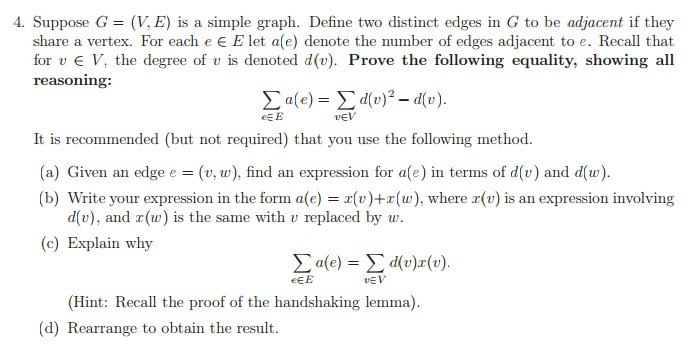 Solved Suppose G = (V, E) is a simple graph. Define two | Chegg.com