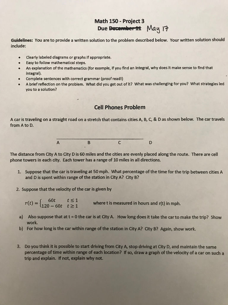 Solved Math 150 Project 3 Due Becember May 7 Guidelines: You | Chegg.com