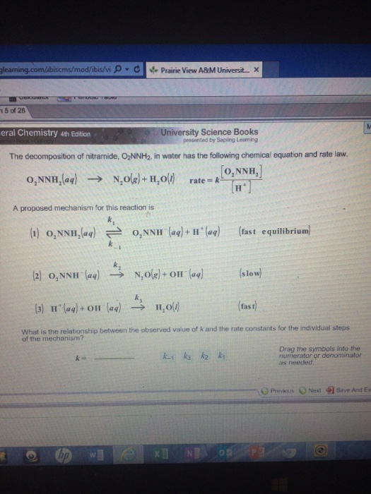 Solved The decomposition of nitramide, O_2 NNH_2, in water | Chegg.com