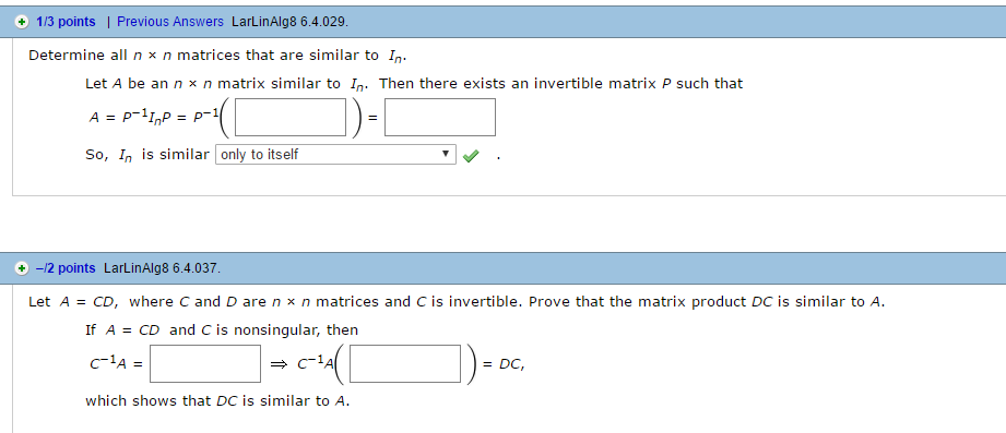 Solved Determine a n times n matrices that are similar to | Chegg.com