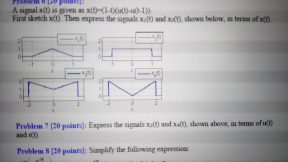 Solved A signal x(f) is given as x(t) = (1 - t)(u(t) - | Chegg.com