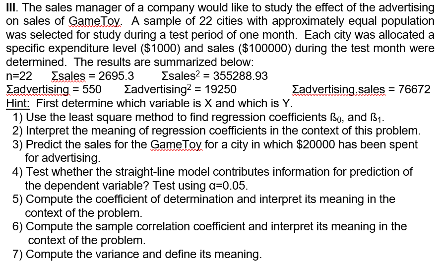 Solved The sales manager of a company would like to study | Chegg.com ...