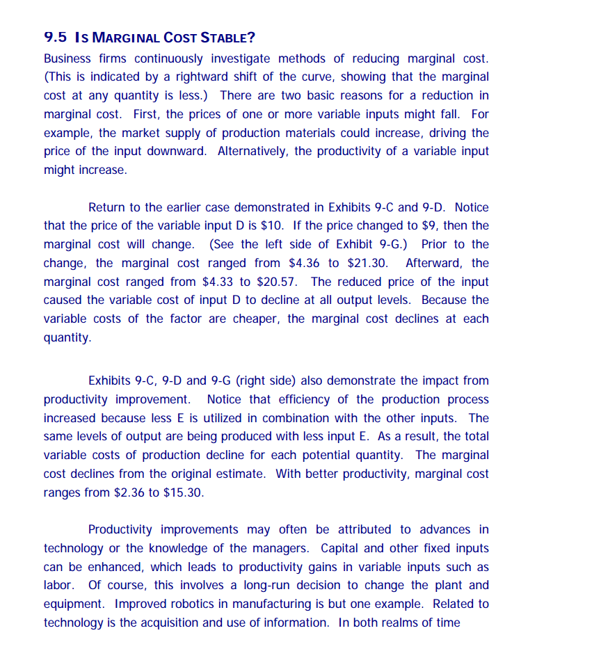 Solved 9.5 IS MARGINAL COST STABLE? Business firms | Chegg.com