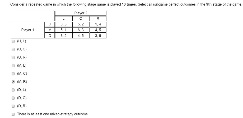 Solved Consider a repeated game in which the following stage | Chegg.com