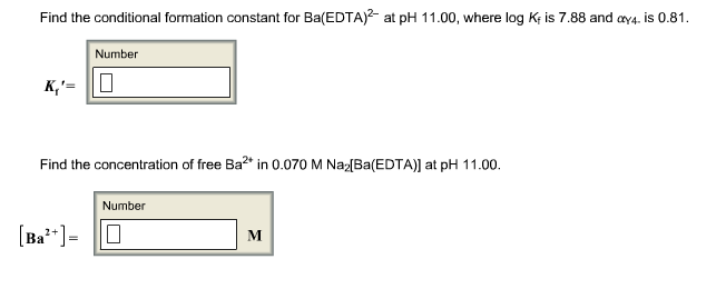 Solved Find the conditional formation constant for | Chegg.com