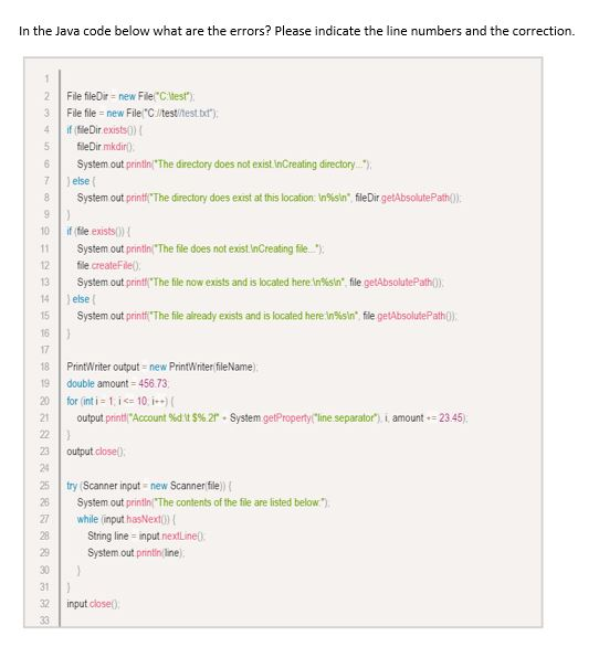 Solved In the Java code below what are the errors? Please | Chegg.com