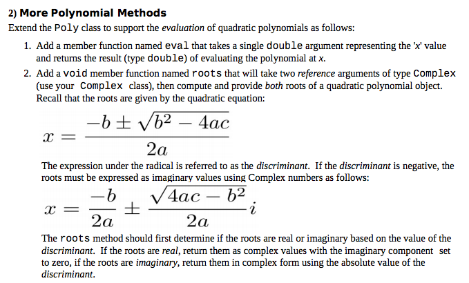 Solved 2) More Polynomial Methods Extend the Poly class to | Chegg.com
