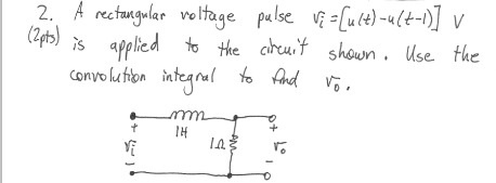 Solved A rectangular voltage pulse vi = [ u(t) ? u(t-1)] V | Chegg.com