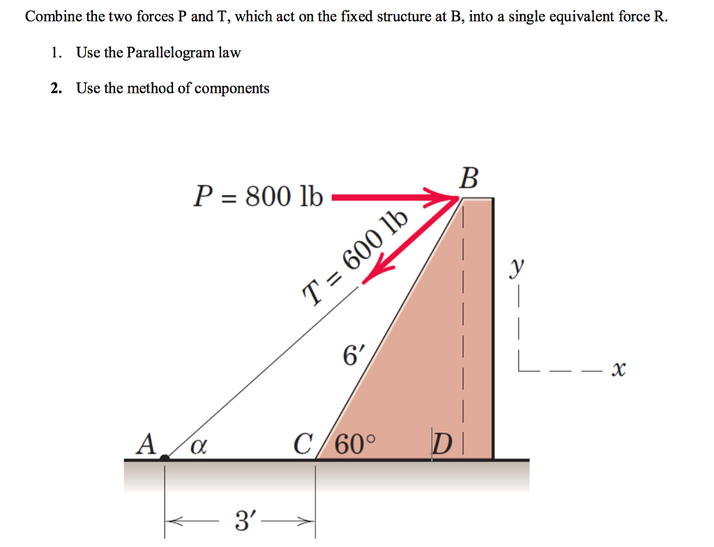 Solved Combine the two forces P and T, which act on the | Chegg.com