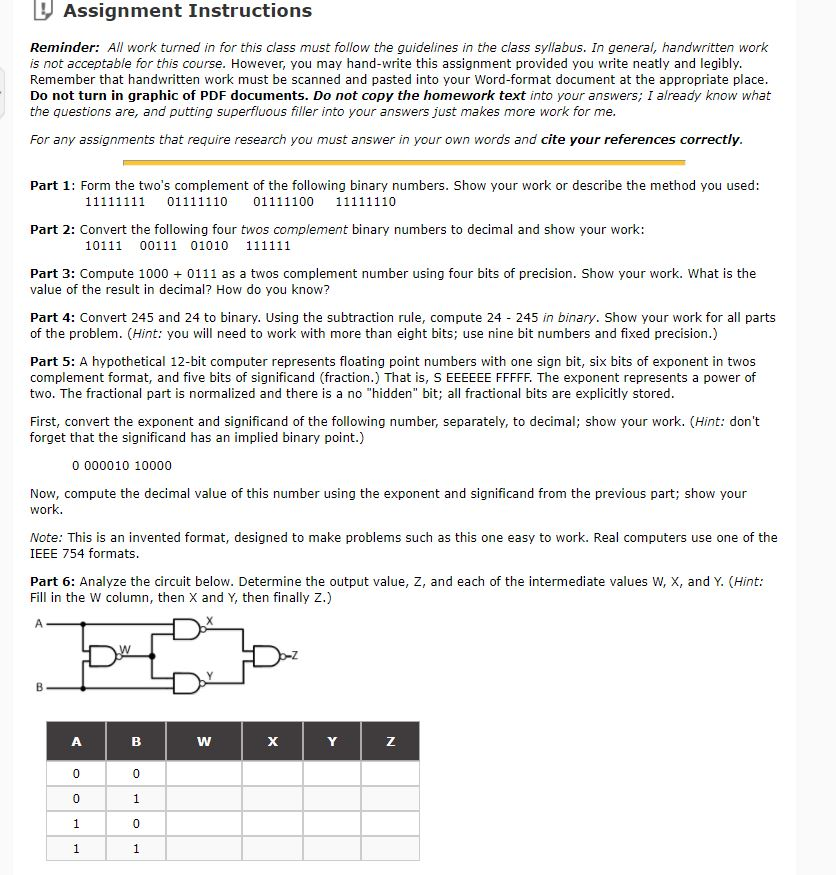 Solved Assignment Instructions Reminder: All work turned in | Chegg.com