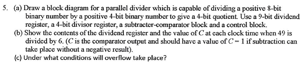 Solved 5. (a) Draw a block diagram for a parallel divider | Chegg.com