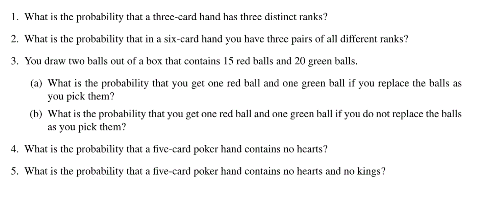 Solved 1. What is the probability that a three-card hand has | Chegg.com