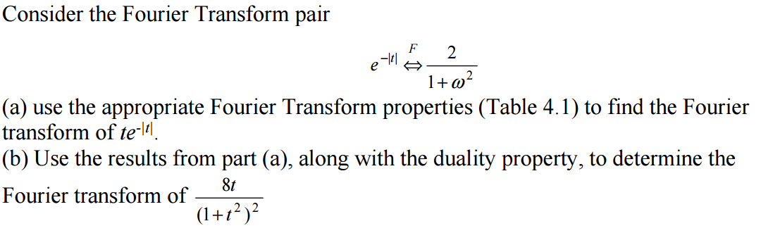Solved Consider the Fourier Transform pair use the | Chegg.com
