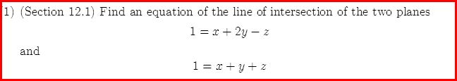 Solved Find an equation of the line of intersection of the | Chegg.com