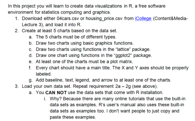 In this project you will learn to create data | Chegg.com