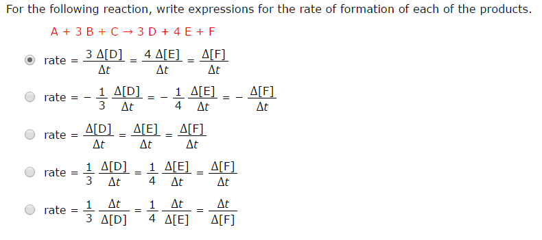 Solved For the following reaction, write expressions for the | Chegg.com