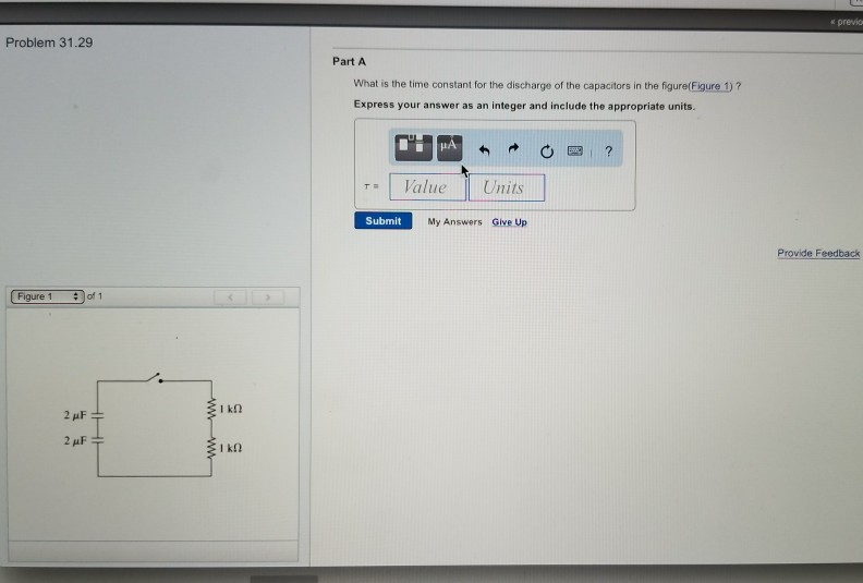 Solved previo Problem 31.29 Part A What is the time constant | Chegg.com