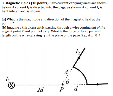 Solved Two current carrying wires are shown below. A current | Chegg.com