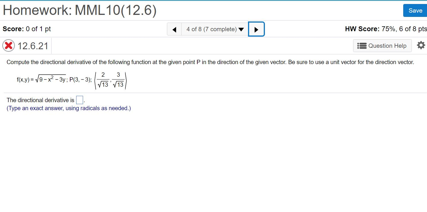 Solved Compute the directional derivative of the following | Chegg.com Solved Compute the directional derivative of the following | Chegg.com