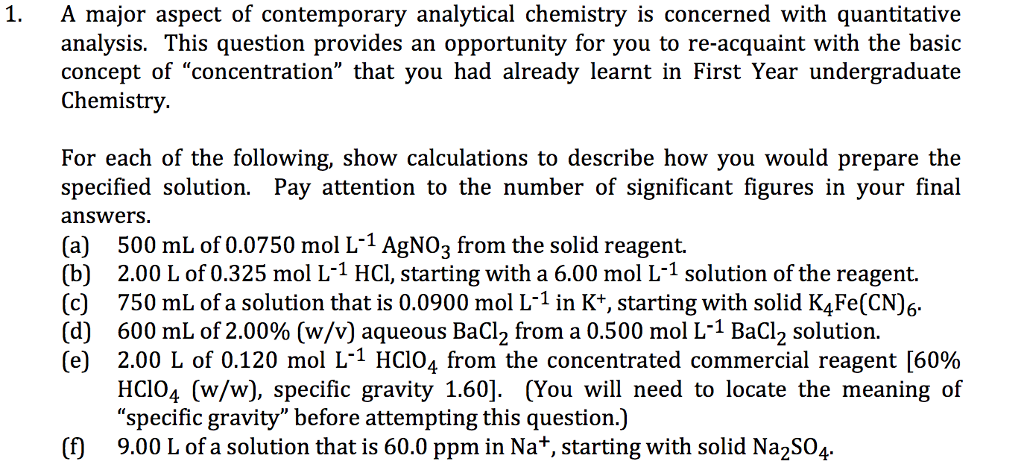 Solved A major aspect of contemporary analytical chemistry | Chegg.com