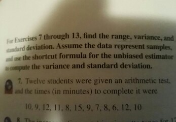 Solved Find the range, variance, and standard deviation. | Chegg.com