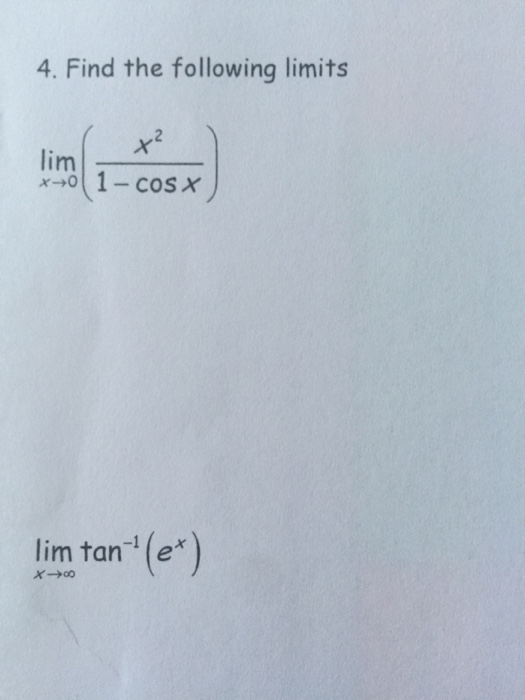 Solved Find the following limits lim_x rightarrow 0 (x^2/1 | Chegg.com
