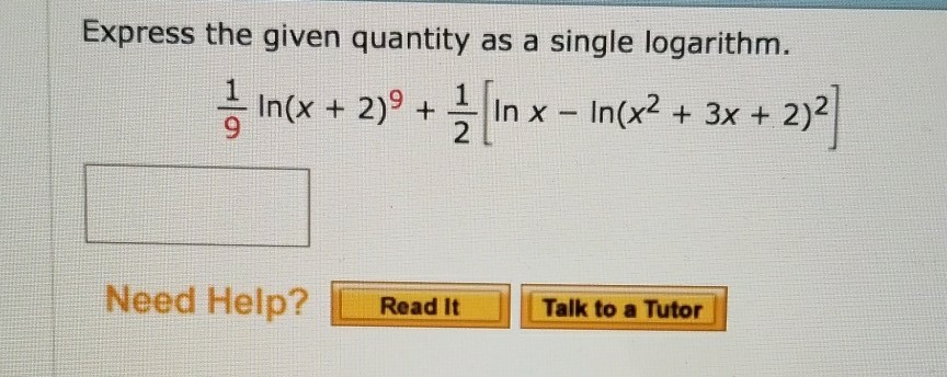 Solved Express the given quantity as a single logarithm. | Chegg.com