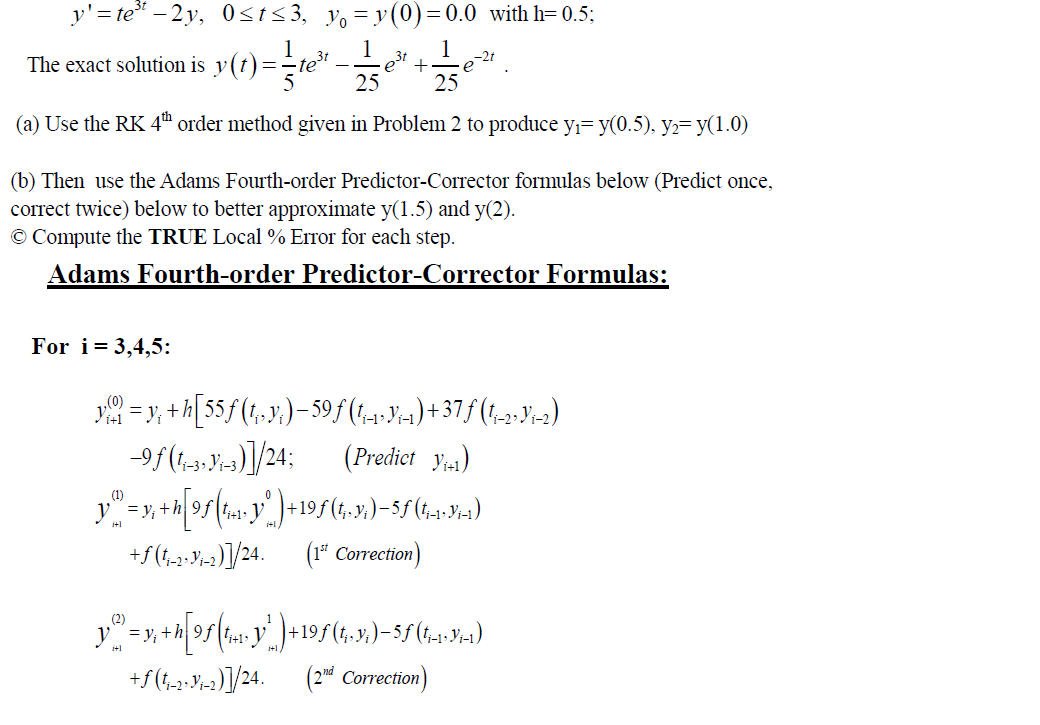 The exact solution is Use the RK 4th order method | Chegg.com