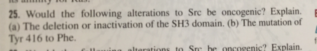 Solved Would the following alterations to Src be oncogenic? | Chegg.com
