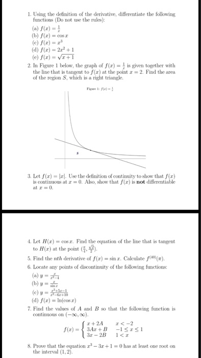Solved Using the definition of the derivative, differentiate | Chegg.com