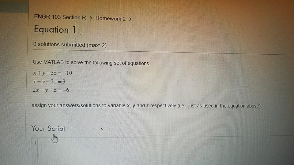 Solved ENGR 103 Section R> Homework 2> Equation l 0 | Chegg.com