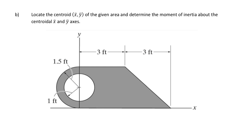Solved b) Locate the centroid (bar x, bar y) of the given | Chegg.com