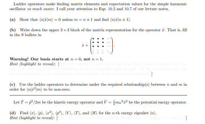 Solved ators make finding expectation values for the simple | Chegg.com