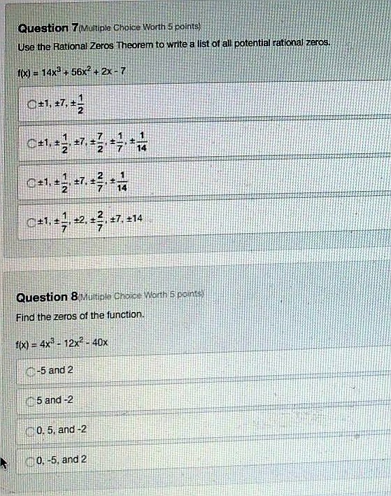 Solved Question 1 Multiple Choice Worth 5 poin Divide using | Chegg.com