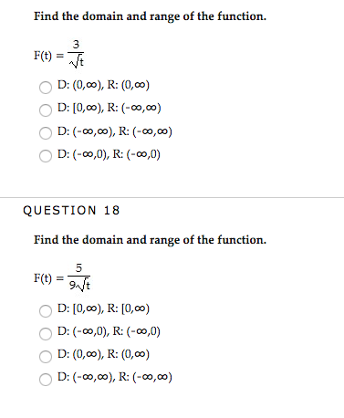 Solved Find the domain and range of the function. F (t) = | Chegg.com