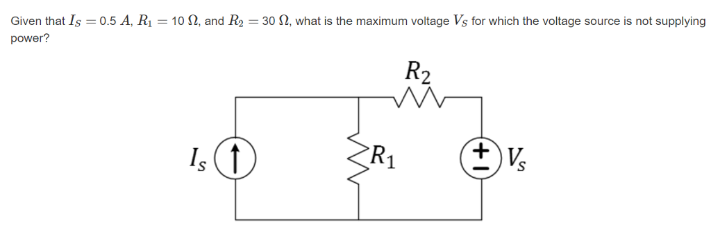 Solved Given that IS= 0.5 A, R1= 10 Ω, and R2= 30 Ω, what is | Chegg.com
