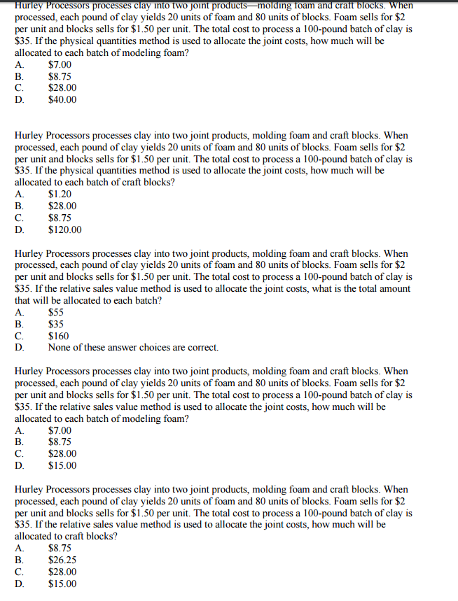 Solved 25. At the split-off point, the production process | Chegg.com