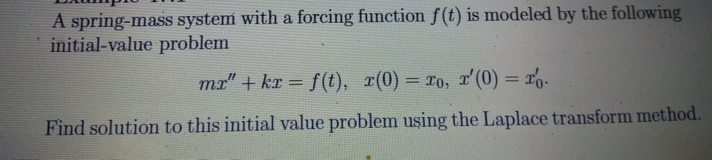 Solved A spring-mass system with a forcing function f(t) is | Chegg.com