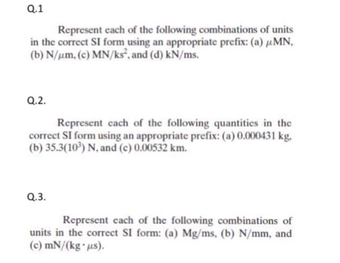 Solved Represent each of the following combinations of units | Chegg.com