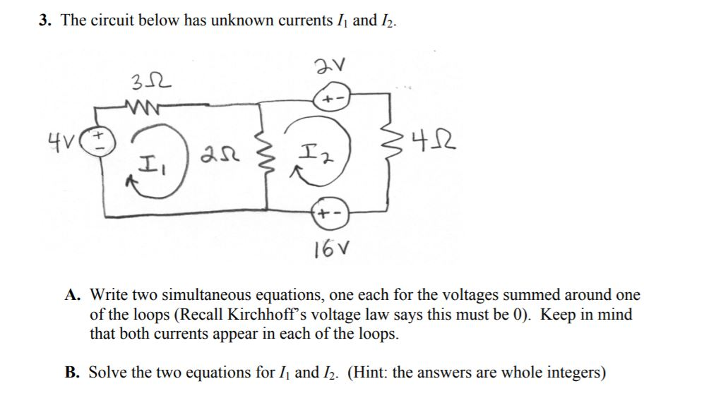 Solved 3. The circuit below has unknown currents I and av | Chegg.com