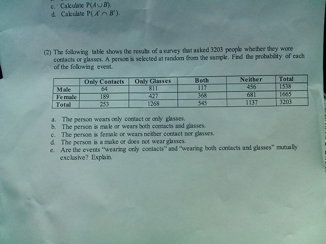 Solved The following table shows the results of a survey | Chegg.com
