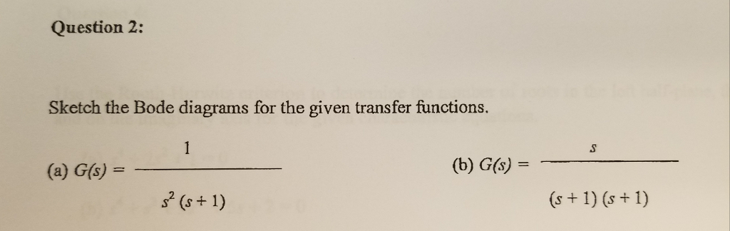 Solved Question 2: Sketch the Bode diagrams for the given | Chegg.com