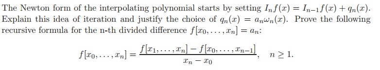 Solved The Newton form of the interpolating polynomial | Chegg.com