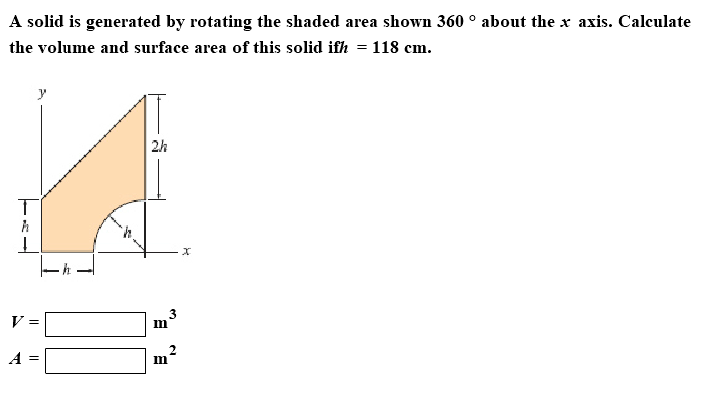Solved A solid is generated by rotating the shaded area | Chegg.com