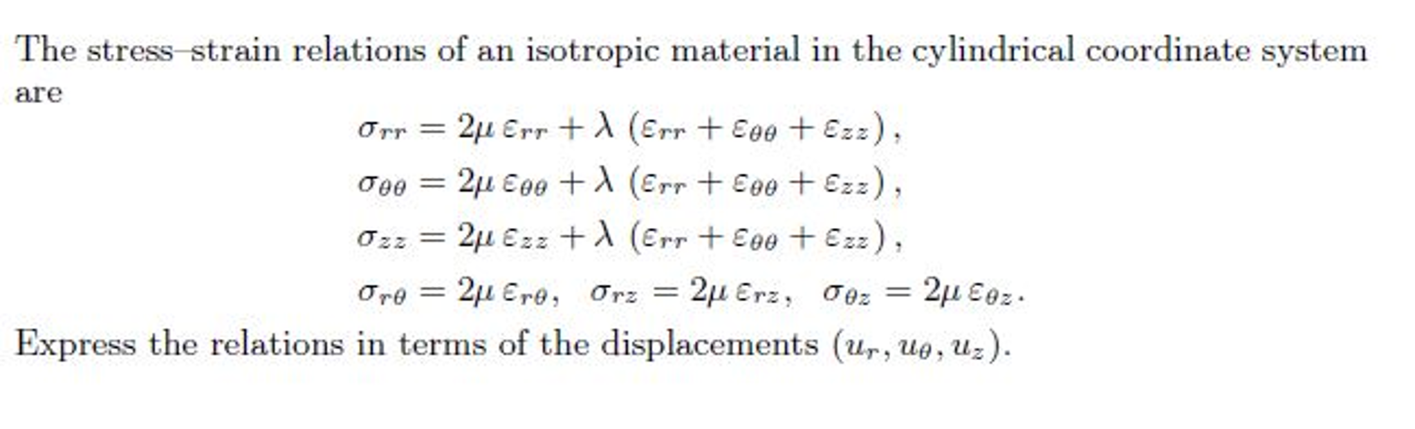Solved The stress-strain relations of an isotropic material | Chegg.com