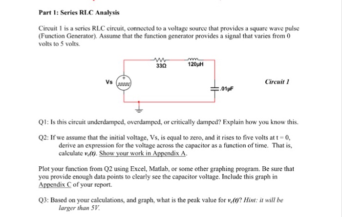 Solved Part 1: Series RLC Analysis Circuit 1 is a | Chegg.com